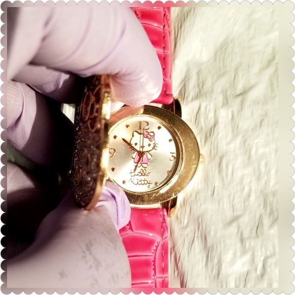 Hello Kitty | Accessories | Hello Kitty Womans Gold Tone Iced Out ...